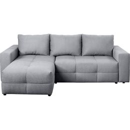 exxpo - sofa fashion Ecksofa Praktische Funktionsecke mit Federkern, Bettfunktion und Stauraum grau B/H/T: 261cm x 95cm x 158cm, Flachgewebe, 