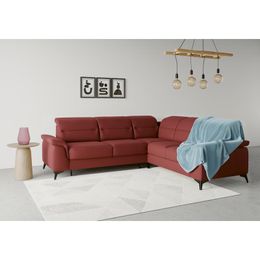 Sit & More sit&more Ecksofa &raquo;Sinatra L-Form&laquo; optinal mit Kopfteilverstellung und Armteilfunktion, Metallf&uuml;&szlig;e rot 100% Polyester B/H/T: 251cm x 85cm x 231cm, 