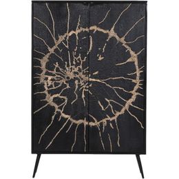 GUTMANN FACTORY Highboard schwarz Massivholz B/H/T: 90cm x 140cm x 40cm, Mango, 2 Stk.
