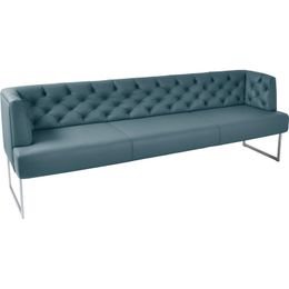 K+w Komfort & Wohnen K+W Komfort & Wohnen Polsterbank &raquo;Creso&laquo; im modernen Chesterfield-Look, F&uuml;&szlig;e in Edelstahl-Optik blau Bronco: Nappaleder pigmentiert, Dickleder, 1, 3/1