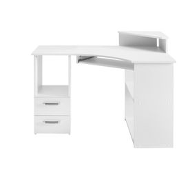 VOGL M&ouml;belfabrik Schreibtisch &raquo;Sam&laquo; Eckschreibtisch, Tastaturauszug, Monitoraufsatz & opt. Towerfach wei&szlig; B/H/T: 115cm x 87cm x 73cm, ohne Towerfach