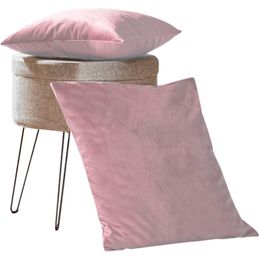Weckbrodt-Gardinen Dekokissen &raquo;Valentin&laquo; Samt-Optik, Velour, Unifarben, Kissenh&uuml;lle ohne F&uuml;llung rosa Polyester B/L: 50cm x 50cm, 1 Stk.