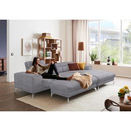 W.Schillig Polsterhocker &raquo;piedroo&laquo; F&uuml;&szlig;e in Chrom gl&auml;nzend grau Chenille-Flachgewebe R66 (85% Polyester, 15% Nylon) B/H/T: 141cm x 42cm x 70cm, 