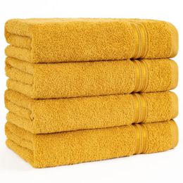 HAMMETEX Handtuch Set &raquo;4er Set Handt&uuml;cher 50x100 cm, 100% Baumwolle, Weich & Saugstark&laquo; mit Bord&uuml;re, einfarbig, weich gelb Frottier, Baumwolle B/L: 