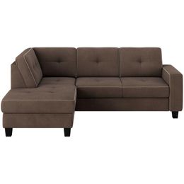 OTTO home Ecksofa &raquo;Varese&laquo; wahlweise mit Schlaffunktion und Bettkasten braun 90% Polyester 10% Polyamid B/H/T: 226cm x 91cm x 170cm, Struktur, 