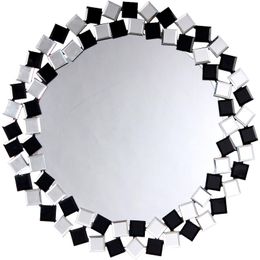 Kayoom Dekospiegel &raquo;Mosaic 1825&laquo; Wandspiegel schwarz Metallhaken, Spiegelglas B/H/T: 80cm x 1,6cm x 80cm &Oslash; 80cm