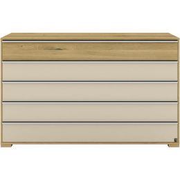 Musterring Schubkastenkommode &raquo;Savona Sideboard, W&auml;scheschrank, mit Schubladen, teilmassiv, 141 cm&laquo; Bianco-Eiche, mit Glas, mit Selbsteinzug und D&auml;mpfung, MADE 