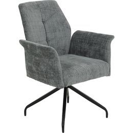 Hela Esszimmerstuhl &raquo;VIKTORIA&laquo; (Set) 4 Stk.Komfortsitz mit Federkern, 360 Grad drehbar, Armlehnenstuhl grau 100% Polyester B/H/T: 74cm x 49cm x 47cm, 