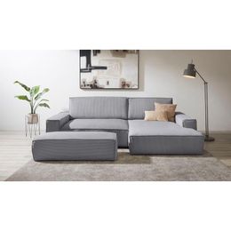 OTTO home Polsterecke &raquo;SHERWOOD XXL tief, L-Form, Schlaffunktion, Bigsofa, Cord, Leinenoptik&laquo; stellbar zum Schlafsofa (Krokodilverbinder), Cord, 