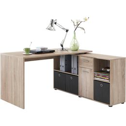 FMD Eckschreibtisch &raquo;Lexo&laquo; Schreibtisch/Sideboard viel Stauraum, beidseitig montierb., 136/205 cm braun B/H/T: 136cm x 74cm x 66,5cm