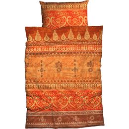 CASATEX Bettw&auml;sche &raquo;Indi&laquo; 2 Stk. romantisch, orientalisch, weich und gem&uuml;tlich orange Satin, Obermaterial: 100% Baumwolle B/L: 135cm x 200cm, 1 Stk., 
