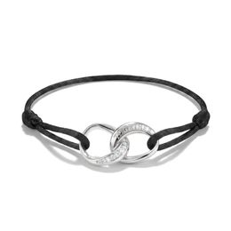 Thomas Sabo Damen Thomas Sabo Armband &raquo;Together Textilarmband&laquo; mit Zirkonia (synth.) schwarz 24, Silber 925 (recycelt) Textil