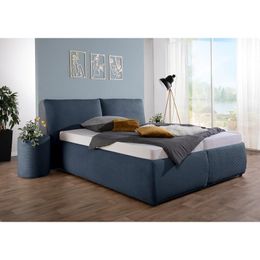 Maintal Polsterbett &raquo;Wiesenbach, mit Cord-Bezug&laquo; wahlweise in H&auml;rtegrad H2, H3 oder H4 blau Liegefl&auml;che L&auml;nge B: 200cm x 200cm, Cord, H&ouml;he Bett: 104cm H&ouml;he 