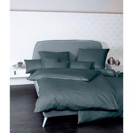 Janine Bettw&auml;sche &raquo;Colors&laquo; 2 Stk. feinf&auml;dige uni Bettw&auml;sche f&uuml;r alle Jahreszeiten, Markenrei&szlig;verschluss grau Mako-Satin, Obermaterial: 100% Baumwolle B/L: 