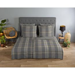 Good Morning Wendebettw&auml;sche &raquo;Jacoba&laquo; 2 Stk. 100% Baumwolle, Renforc&eacute;, Rei&szlig;verschluss, Wendeoptik, Karo, Grau grau Renforc&eacute;, Obermaterial: 100% 