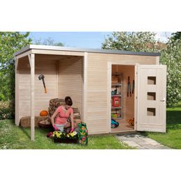 Weka Gartenhaus &raquo;WekaLine 413B Gr.1&laquo; beige Massivholz Fu&szlig;boden im Gartenhaus, selbstklebende Dachbahnen