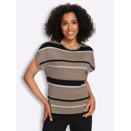 Sieh an! Ajour-Pullover in sesam-schwarz-gemustert | Gr.: 48