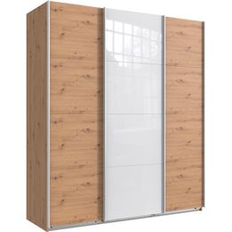 wimex Schwebet&uuml;renschrank &raquo;Norderstedt&laquo; INKLUSIVE 2 Stoffboxen und 2 zus&auml;tzliche Einlegeb&ouml;den, mit Glast&uuml;r wei&szlig; Holzwerkstoff Artisan Eiche Nachbildung, B/H