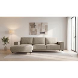 OTTO home Ecksofa &raquo;OLAND Struktur L-Form, B: 280 cm, Skandi-Design&laquo; L-Form, 280 cm, Wellenunterfederung, Skandi-Design, Metallf&uuml;&szlig;e beige 100% 