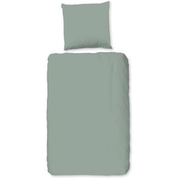 PURE luxury collection Bettw&auml;sche &raquo;Pure uni&laquo; 2 Stk. Mikrofaser, Pflegeleicht, Weich, unifarben, Rei&szlig;verschluss gr&uuml;n Microfaser, Obermaterial: 100% 