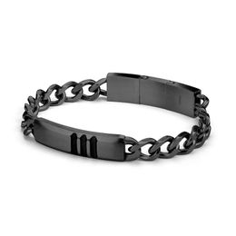 Fynch-Hatton Herren Fynch-Hatton Armband &raquo;Schmuck Geschenk Edelstahl Armkette Curb Chain&laquo; schwarz 18,5cm, Edelstahl