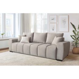 Home Affaire Schlafsofa &raquo;Bello, B: 239 cm, Liegefl. 142x194 cm&laquo; Schlaffunktion, Bettkasten & 2 Zierkissen, Federkern beige 100% Polyester B/H/T: 239cm