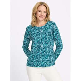 Sieh an! Langarm-Shirt in petrol-ecru-bedruckt | Gr.: 38