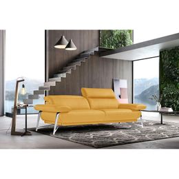 Egoitaliano 2,5-Sitzer &raquo;Anais, Designsofa mit erstklassigem Sitzkomfort, Fu&szlig;farbe chrom&laquo; Kopfteil verstellbar, 232 cm, Leder BULL, gelb gelb Leder &raquo;BULL&laquo; (echtes 