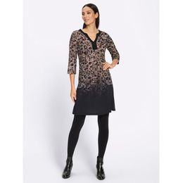 Heine Druck-Kleid in schwarz-khaki-bedruckt | Gr.: 48