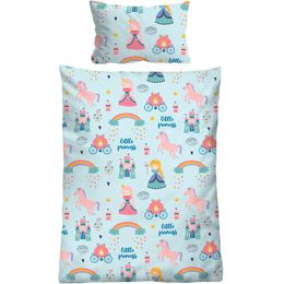 Biberna Bettw&auml;sche &raquo;kleine Prinzessin&laquo; 2 Stk. wohlig warm + weich, pflegeleicht, aus 100% Baumwolle, Rei&szlig;verschluss blau Feinbiber, Obermaterial: 100% 