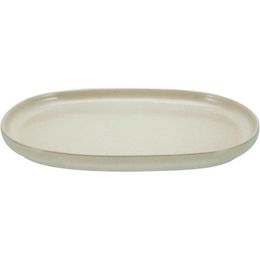 Creatable Servierplatte &raquo;Uno, Servier-Platte oval&laquo; Seidenmatte Spezialglasur, Harmonisch ausbalanciert beige Steinzeug Einheitsgr&ouml;&szlig;e