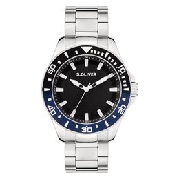s.Oliver Herren s.Oliver Quarzuhr &raquo;Solid Time&laquo; Armbanduhr, Herrenuhr, Edelstahlarmband, analog schwarz Einheitsgr&ouml;&szlig;e