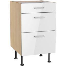KOCHSTATION Unterschrank &raquo;KS-Lucy&laquo; Breite 50 cm, 1 Schubkasten, 2 Ausz&uuml;gen, Soft-Close, verstellb. F&uuml;&szlig;e Eiche hell, B/H/T: 50cm x 87cm x 58,1cm, 