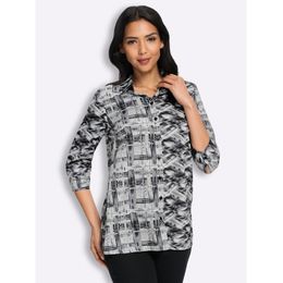 Sieh an! Longbluse in ecru-schwarz-bedruckt | Gr.: 54