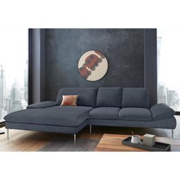 W.Schillig Ecksofa &raquo;enjoy&MORE, Designsofa, elegant und bequem, L-Form&laquo; mit Sitztiefenverstellung, F&uuml;&szlig;e Chrom gl&auml;nzend, Breite 310 cm blau Chenille-