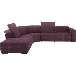 Egoitaliano Ecksofa &raquo;Sauvanne, Designsofa der Extraklasse, elegant und bequem, L-Form&laquo; wahlweise mit elektrischer Relaxfunktion, Kopfteilverstellung lila B/H/T: 