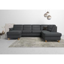 Home Affaire Wohnlandschaft &raquo;Palmera U-Form, B: 308 cm&laquo; optional Schlaffunktion & Bettkasten, Federkern schwarz Luxus-Microfaser (100% Polyester);