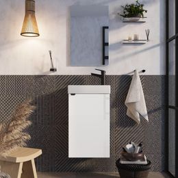Welltime Badm&ouml;bel-Set &raquo;Badm&ouml;bel-Set Gesa, Schrank mit Waschbecken und Spiegel, wandh&auml;ngend&laquo; wei&szlig; Holzwerkstoff, Keramik B/H/T: 40cmcm x 68cmcm x 
