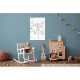 queence Wandsticker &raquo;Ritter und Burg&laquo; DIY-Wandsticker zum Bemalen wei&szlig; Vinyl B/H/T: 60cm x 90cm, Landschaft Landschaften M&auml;dchen M&auml;rchen Pferde 