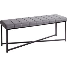 HAKU Hockerbank &raquo;Flurbank, Garderobenbank, Sitzbank&laquo; 1 Stk. tlg. rechteckig - aus Metall Schwarz - B/T/H 118/38/47 cm grau Bezug 100% Polyester B/H/T: