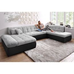 DOMO collection Wohnlandschaft &raquo;MORIC 353x216x80 cm, mit viel Platz, U-Form, auch in Cord&laquo; im XXL-Format, wahlweise mit Bettfunktion und 