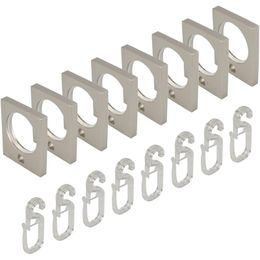 Liedeco Gardinenring eckig, f&uuml;r Gardinenstangen &Oslash; 16 mm grau Metall &Oslash; 1,6cm, 8 Stk.