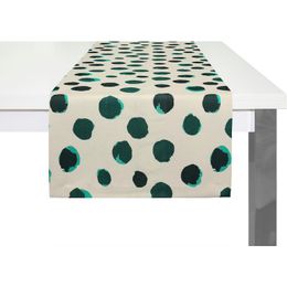 Adam Tischl&auml;ufer &raquo;Dots&laquo; aus Bio-Baumwolle,Made in Germany gr&uuml;n Bio-Baumwolle, Leinen B/L: 50cm x 150cm, rechteckig