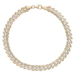 Firetti Damen Armband &raquo;Schmuck Geschenk Gold 585 Armschmuck Armkette Fantasie bicolor&laquo; silber 21cm, Gelbgold 585
