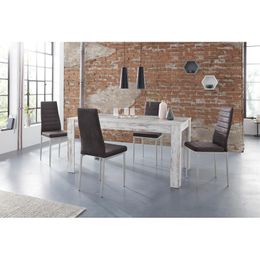 OTTO home Essgruppe &raquo;Lynn160/Kate&laquo; Set, 5 Stk. tlg. Tisch mit 4 St&uuml;hlen wei&szlig; B/H/T: 160cm