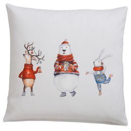 CASATEX Kissenh&uuml;llen &raquo;Funny animals, Weihnachtsdeko&laquo; bunt Baumwolle, Obermaterial: 100% Baumwolle B/L: 40cm x 40cm, 2 Stk., Baumwolle