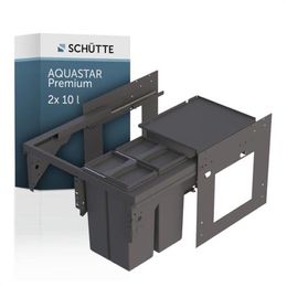 Sch&uuml;tte M&uuml;lltrennsystem &raquo;Aquastar&laquo; 2 Beh&auml;lter zum Einbau, 60cm, 2 F&auml;cher, Auszug, Deckel grau B/H/T: 56,2cm x 38cm x 30cm M&uuml;lltrennsystem