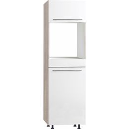 Optifit Backofenumbauschrank &raquo;Bern&laquo; 60 cm breit, 212 cm hoch, mit h&ouml;henverstellbaren Stellf&uuml;&szlig;en wei&szlig; akaziefarben, B/H/T: 60cm x 211,8cm x 58,4cm, 