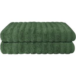 Schiesser Duscht&uuml;cher &raquo;Neapel aus 100% Baumwolle mit eleganter Hoch-Tief-Optik&laquo; OEKO-TEX MADE IN GREEN gr&uuml;n Frottier, Baumwolle B/L: 70cmx140cm, 2 Stk., 