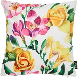done. Dekokissen &raquo;Velour Print Freesia&laquo; Beidseitig bedruckte Kissenh&uuml;le ohne F&uuml;llung, 1 St&uuml;ck bunt Polyester B/L: 65cm x 65cm, 1 Stk.